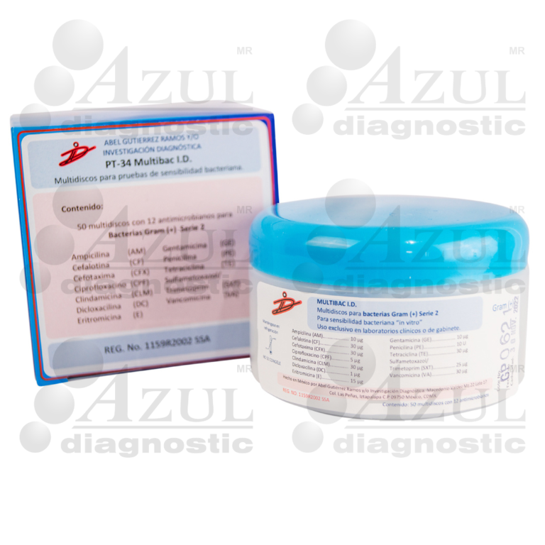 MULTIBAC PARA BACTERIAS GRAM (+) I.D. (50 cartuchos) – Azul Diagnostic